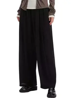 TOUT A COUP Pleated Palazzo Pants - Black