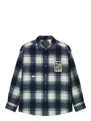 MUSIUM DIV. Check-pattern Embroidered Shirt - Blue