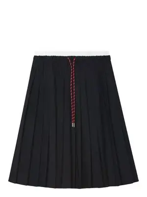 TOUT A COUP Pleated Drawstring Midi Skirt - Black