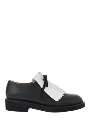Marni Leather Derby Shoes With Fringe Detail - Black
