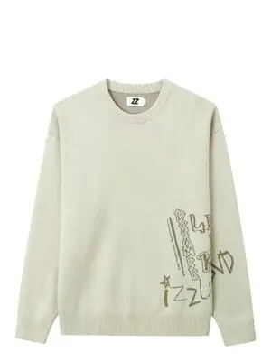 Izzue Graffiti Print Crew Neck Sweater - Neutrals