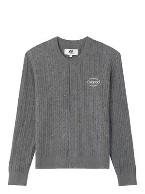 CHOCOOLATE Cable Knit Logo Cardigan - Grey