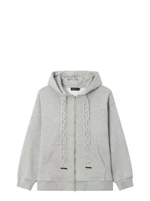 TOUT A COUP Lace-trim Zip-up Hoodie - Grey