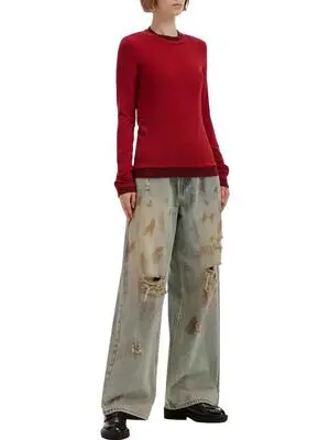 TOUT A COUP Layered Effect Ruched T-shirt - Red