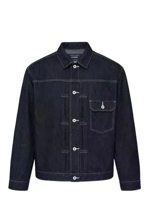 Comme Des Garçons Pleated Detail Denim Jacket - Blue