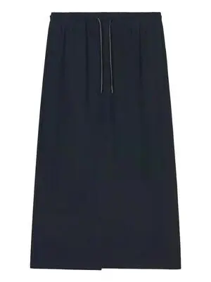 TOUT A COUP Drawstring Waist Midi Skirt - Blue