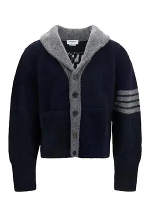 Thom Browne 65 Intarsia Cardigan Jacket - Blue