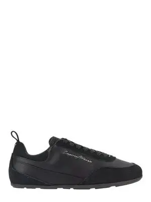 Emporio Armani Logo-print Panelled Sneakers - Black