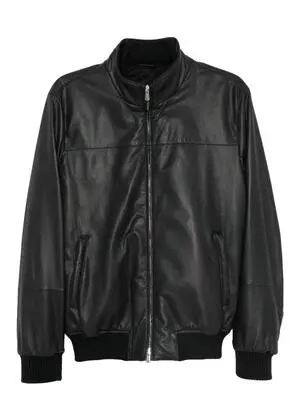 MANDELLI Enrico Mandelli Leather Zip-Up Jacket With Embroidered Logo