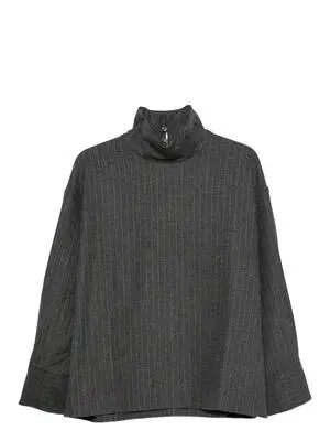 LA PISCINE La Piscine Pinstripe High Neck Blouse
