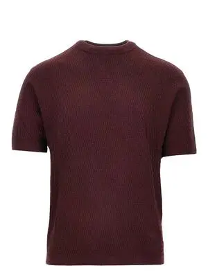 Emporio Armani Textured Knit Short Sleeve Sweater - Red