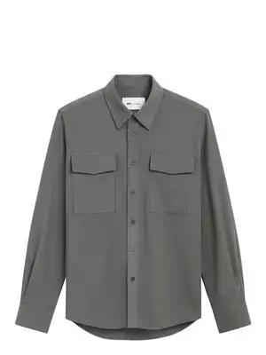 AMI Paris Flap-pocket Wool Shirt - Grey