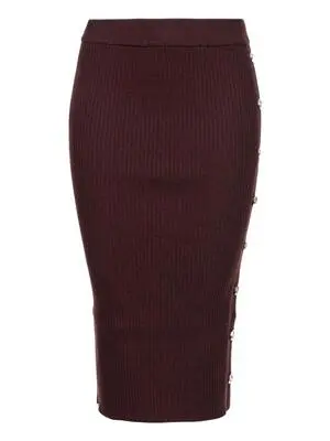 Pinko Rib Knitted Skirt With Silver Side Buttons - Black