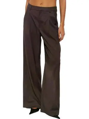 GESTUZ Pleated Wide Leg Trousers - Brown