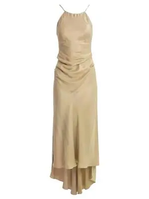 IRINA SCHROTTER Leyla Ruched High-low Midi Dress - Neutrals