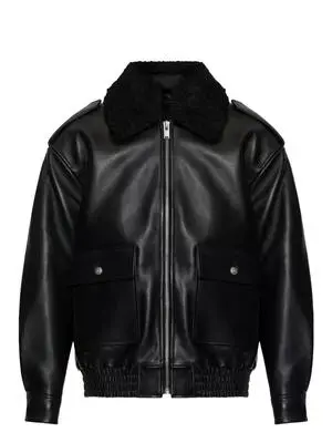 MISBHV MISBHV Shearling Collar Leather Bomber Jacket
