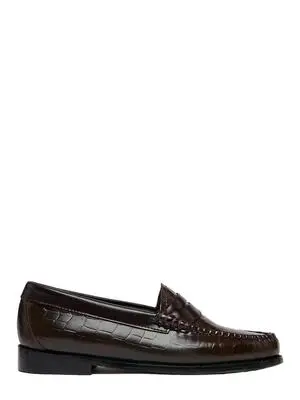 G.H.BASS G.H.Bass Weejuns Crocodile-Embossed Leather Penny Loafers Brown