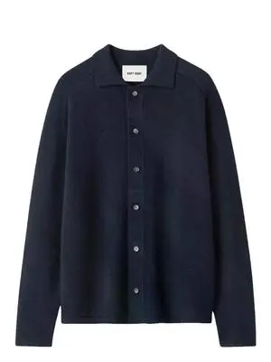 Soft Goat Cashmere Button-up Cardigan - Blue