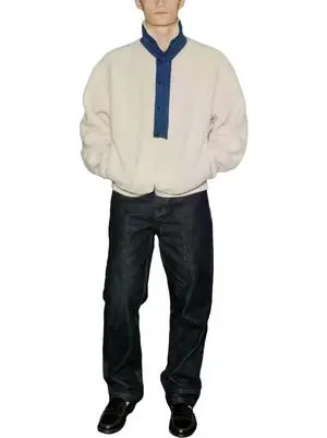 ENTIRE STUDIOS Fleece-texture Quarter-zip Sweater - Neutrals