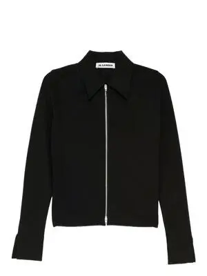 JIL SANDER Zip-up Pointed Collar Jacket - Black