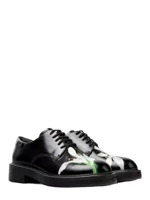 Camper Twins Floral Print Leather Derby Shoes - Black
