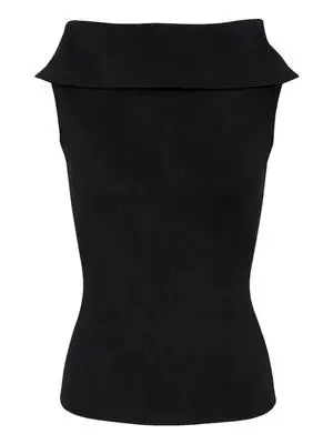 CLUB21 COLLECTION Anya Off-shoulder Ribbed-knit Top - Black
