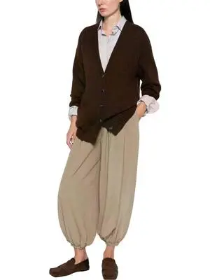 EMERSON RENALDI Ribbed-knit V-neck Cardigan - Brown