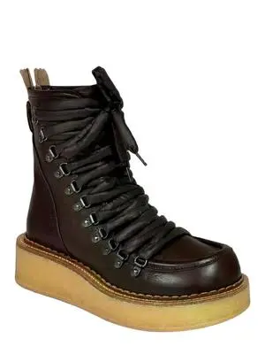 Agl Lace-up Platform Ankle Boots - Brown