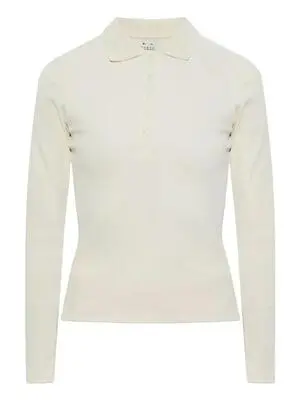 The Upside Cruz Polo Shirt Ribbed Long Sleeve - Neutrals
