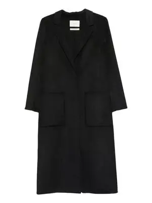 VICOLO Notched Lapels Single-breasted Coat - Black
