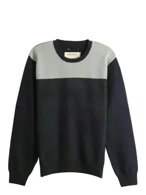 Frenckenberger Color-block Crew Neck Sweater - Grey