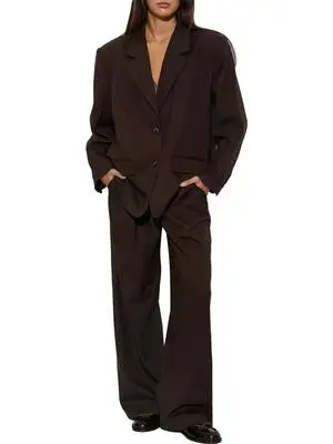 GESTUZ Pleated Twill Trousers - Brown