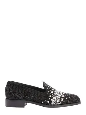 GIUSEPPE ZANOTTI Matildha Embellished Flat Loafers - Black