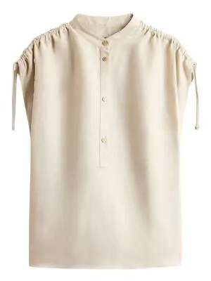 Woolrich Short-sleeved Shirt With Drawstring Detail - Beige