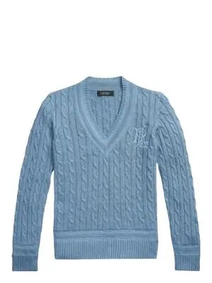 Polo Ralph Lauren Polo Ralph Lauren Cable Knit V-Neck Sweater Blue