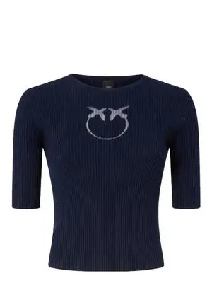 Pinko Pinko Love Birds Crewneck Knitted Top Black