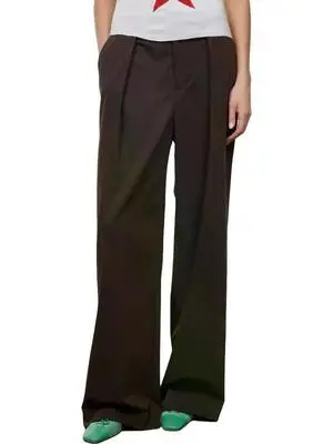 Staud Maysen Pleated Wide-leg Trousers - Brown