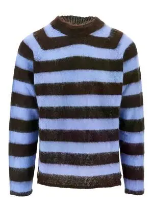 Emporio Armani Striped Mohair-blend Sweater - Blue