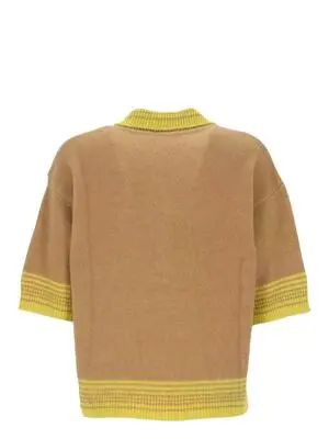 TELA Contrast-trim Short-sleeve Polo Top - Neutrals