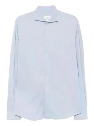 PROFUOMO Spread-collar Long-sleeve Shirt - Blue