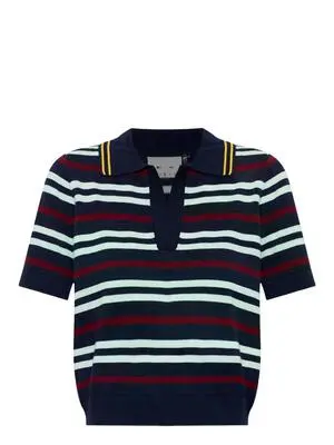 The Upside Archie Striped V-neck Knit Top - Blue