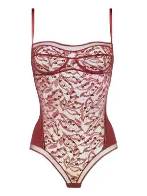 ERES Porte-bonheur Lace-panelled Bodysuit - Red