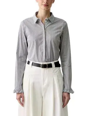 MOS MOSH Striped Ruffle-cuff Shirt - Blue