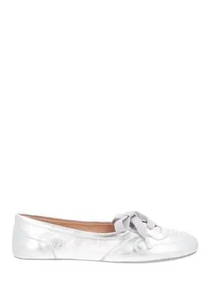 GIANVITO ROSSI Round Toe Lace-up Ballet Flats - White