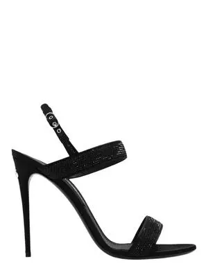 Dolce & Gabbana Dolce & Gabbana Embellished Satin Sandals With Adjustable Clasp Black