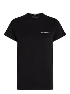 Karl Lagerfeld Embroidered Organic Cotton T-shirt - Black