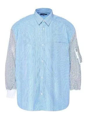 Comme Des Garçons Stripe-print Zip-pocket Shirt - Blue
