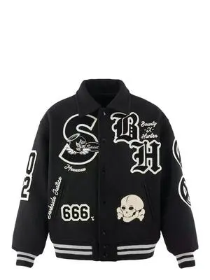 SAINT MXXXXXX Patch-detail Varsity Jacket - Black