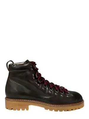 Eleventy Round-toe Ridged-sole Boots - Brown