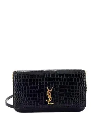 Saint Laurent Monogram Phone Holder Shoulder Bag - Black